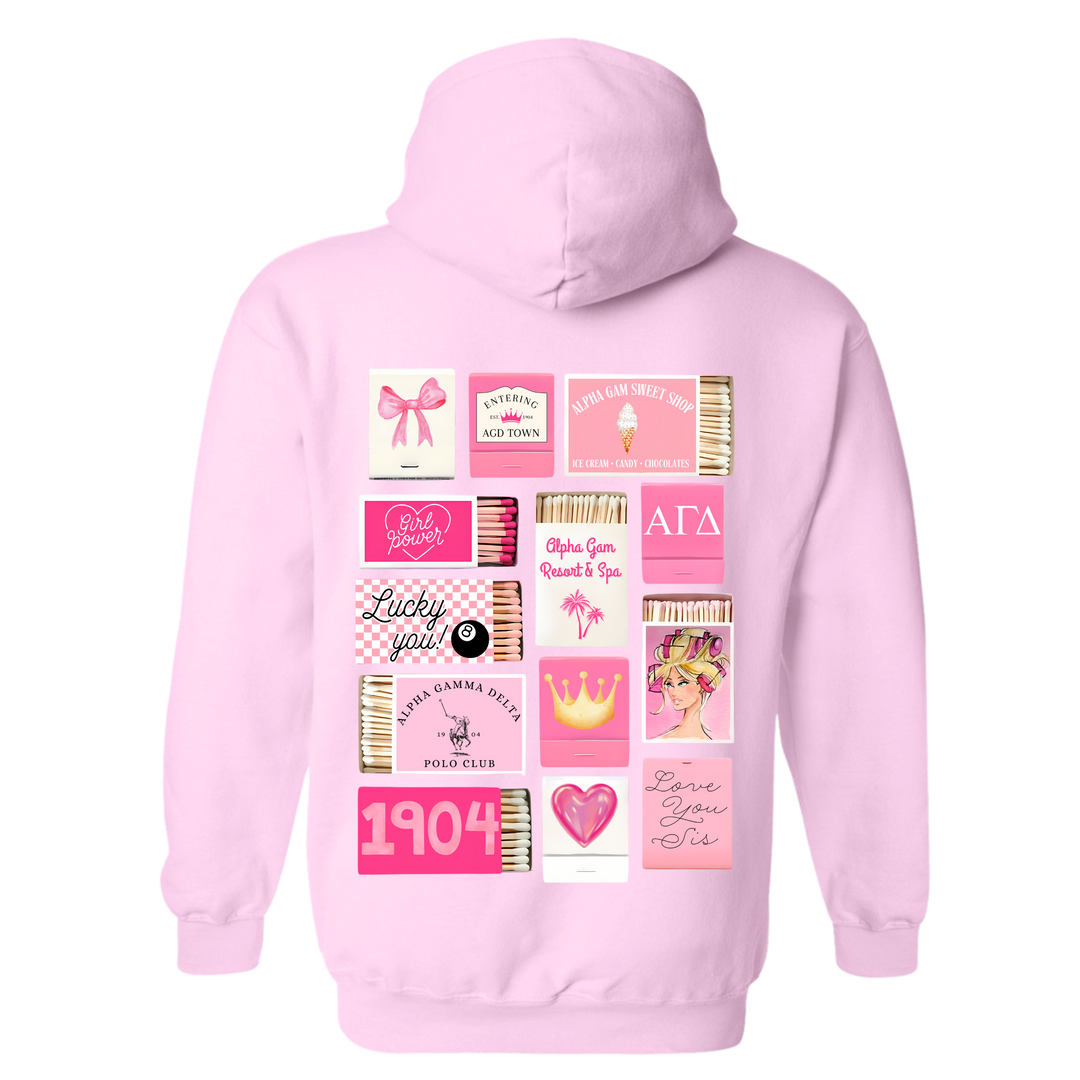 JCB Exclusive | Alpha Gam Matchbox Hoodie in Pink – JamesC Boutique